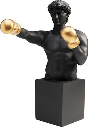 Kare Design Design Deko Objekt Balboa, Schwarz, Boxer, Polyresin lackiert, Handgearbeitet, 40x20x25 cm (H/B/T)