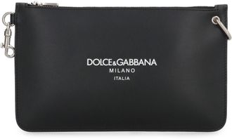 Dolce & Gabbana Mens Leather Flat Pouch Black Calf Clutch Bags