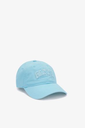 Ganni Casquette en coton d&eacute;lav&eacute; Iced Aqua - Pour Femme