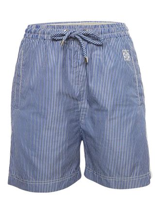 Loewe short ray&eacute; &agrave; logo brod&eacute; - Bleu
