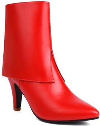Generic Bottines &agrave; talons aiguilles avec fermeture &eacute;clair lat&eacute;rale pour femme, Rouge, 38.5 EU