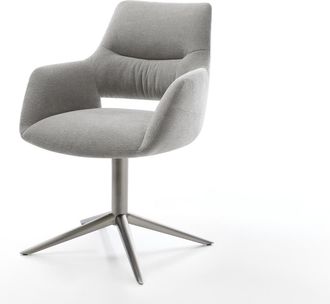 DELIFE Drehstuhl Yago-Flex mit Armlehnen Strukturstoff Soft Grau Fu&szlig;kreuz Graphit 360&deg; drehbar Wippfunktion Taschenfederkern, Esszimmerst&uuml;hle