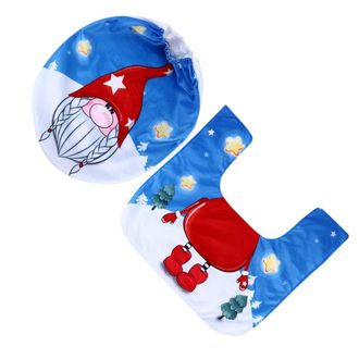 DOITOOL Baluue Wc Sitzbezug Weihnachtsmotiv Satz aus Vliesstoff Dekorativer Toilettendeckel und Wc Vorleger Weihnachtliche Badezimmer Dekoration Waschbar Gesc