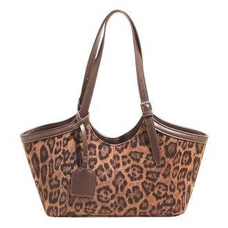 Generic Sac de voyage r&eacute;tro en daim synth&eacute;tique motif gu&eacute;pard d&eacute;contract&eacute; pour filles et femmes, cadeaux danniversaire, marron, 400.00x160.00x140.00mm