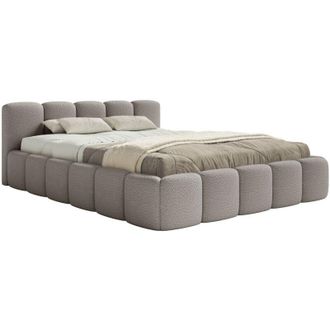 Selsey Cloudy Low - Polsterbett 160x200 mit Bettkasten und Metallrahmen-Lattenrost, grau Boucl&eacute; - Selsey