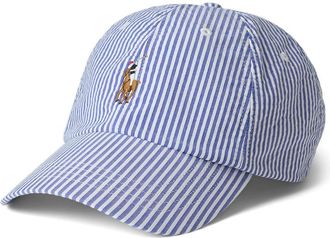 Ralph Lauren Seersucker Cap aus Baumwolle und Stretch mit Streifenmuster in