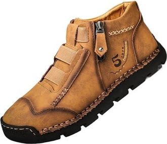 Generic Matufit Chaussures orthopédiques pour homme en cuir véritable imperméable à enfiler avec soutien de la voûte plantaire, marron, 40 2/3 EU