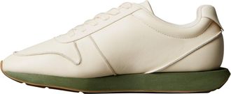 Calvin Klein Damen Retro Runner Lace Up LTH Pinch Yw0Yw02025 Low Top, White (Light Cashew/Medieval Forest/Gum), 37 EU