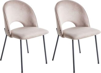 Beliani Lot de 2 Chaises de Salle &agrave; Manger R&eacute;tro en Velours Glamour Taupe Covelo