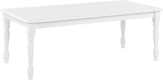 Beliani Couchtisch weiß rechteckig 60x120 cm gedrechselte Holzbeine Landhaus Stil Kokomo