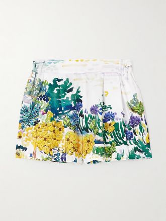 Mary Katrantzou Short En Serge Imprimée À Plis Vallo - Bleu