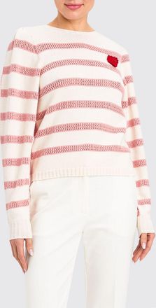 Twinset Gestreifter Pullover aus Wollmischung mit gerafften Schultern und Herzdetail