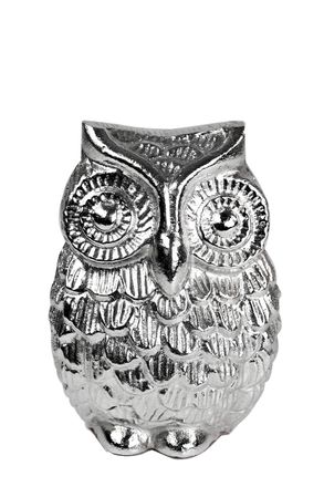 ARTRA Design GmbH Deko Figur Eule Maddy groß Deko Uhu Tischdeko Geschenk Silber 10x10x13h cm