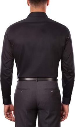Van Heusen Dress Shirt Regular Fit Flex Collar Stretch Solid Chemise de Smoking, Noir, L Hommes