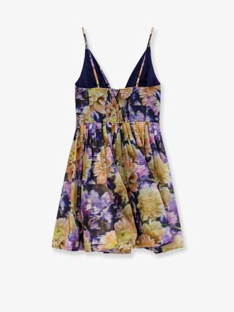 Zimmermann Womens Dress Luna Silk-Linen Blend Purple