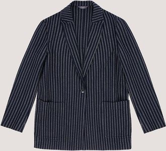 Circolo 1901 Simple Jacket, Blu navy striped knit, 40, Woman