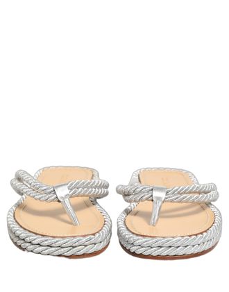 Dolce & Gabbana Mens Silver Rope Slides Sandals Flip Flops Shoes Leather
