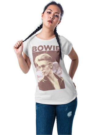Mister Tee Damen Ladies David Bowie Tee T-shirts, White, XS