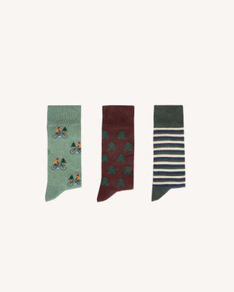 Faguo Lot de chaussettes vert et bordeaux