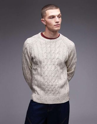 Dickies Vanleer - Pull en maille torsadée épaisse - Blanc cassé-Neutre