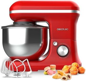 Cecotec R&uuml;hr- und Knetmaschine Cecomixer Merengue 5L 1200 Rot. 1200 W mit 6 Stufen, Elegantes Design, 5-Liter-Sch&uuml;ssel aus Edelstahl und Zubeh&ouml;r zum Schlagen 