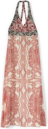 Motivi Femme, Robes, Rouge, Taille: 40 FR Longue Robe Satin&eacute;e &agrave; Imprim&eacute; Paisley