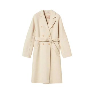 Twinset Doppelreihiger Wollmantel - - Coats - Damen - Beige - L