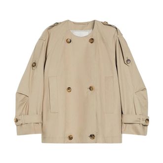 Max Mara Femme, Vestes, Beige, Taille: 42 FR Gabardine courte