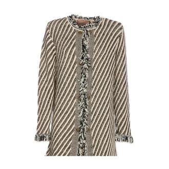 Twinset Gestreifter Jacquard-Strickmantel - - Knitwear - Damen - Mehrfarbig - L