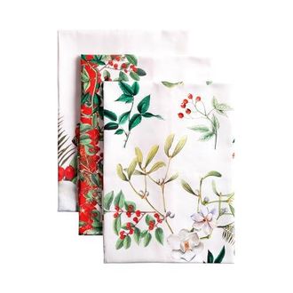 Maison d'Hermine Noel - Lot de 3 Serviettes de Cuisine Multi-usages - 100% Coton - Serviettes de Bar - Thanksgiving/No&euml;l - 50 cm x 70 cm
