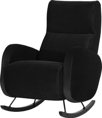 Fredriks home24 Schaukelsessel Vains Schwarz/Schwarz Samt Ravi 78 x 104 x 93cm