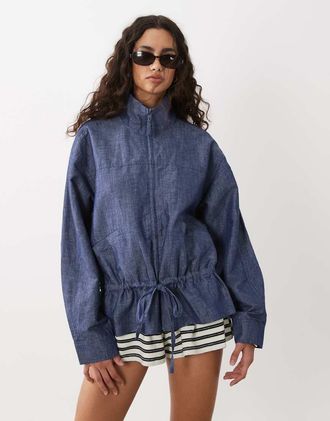 Cotton On Knox - Jacke in Indigoblau mit Stehkragen