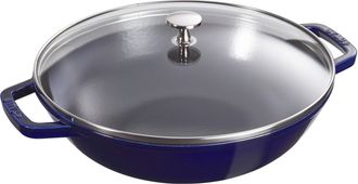 Staub Wok 30 cm, Gusseisen, Induktionsgeeignet, dunkelblau