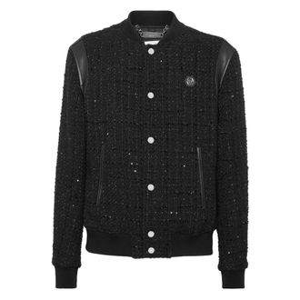 Philipp Plein Homme, Vestes, Noir, Taille: L Bomber en tweed brod&eacute;