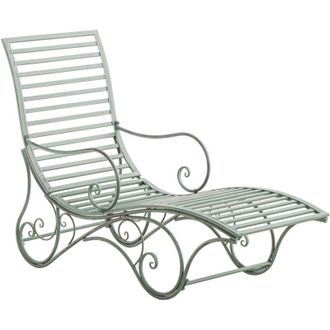 Clp Chaise longue chilienne en fer antique - Assise ergonomique - Capacit&eacute; 150 kg - Pour jardin, terrasse ou int&eacute;rieur