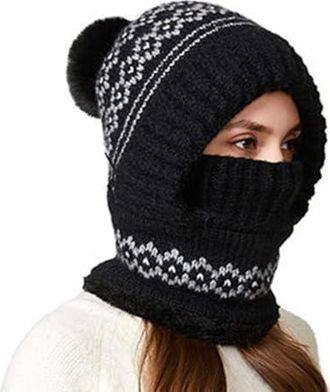 Generic Bonnet dhiver r&eacute;glable et chaud en tricot avec &eacute;charpe et couvre-visage | Pour femmes et filles par temps froid, sports de neige, randonn&eacute;e, trajets, 