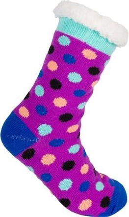 styleBREAKER Chaussettes ABS unisexes avec doublure en peluche et motif à pois, chaussettes ABS, taille 35-42 EU / 5-10 US / 4-8 UK 08030010, couleur:Violet-Bleu