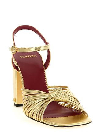Valentino Garavani Womens Sandal Gold Goat Leather Heels