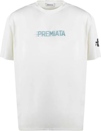Premiata Homme, Tops, Blanc, Taille: M T-shirt en coton avec imprim&eacute;