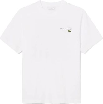 Lacoste Homme, Tops, Blanc, Taille: M T-shirt Imprim&eacute; Tournoi Tennis Public