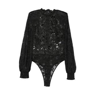 BABYLON Body mit Stickerei und hohem Kragen - - Tops - Damen - Schwarzk - 3XL