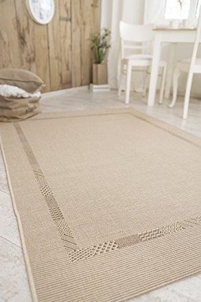 Andiamo In- & Outdoor Kurzflor Louisville Webteppich ohne Flor Bordüre Teppich Polypropylen beige 133x190 cm
