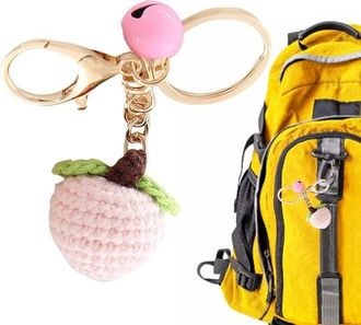 Generico Porte-clés faits à la main | Ornement de collection avec pelote de laine au crochet en forme de fruit | Décoration douce à la main pour sac à dos, tél