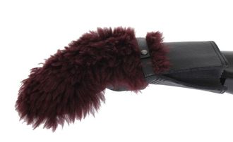 Dolce & Gabbana Mens Black Leather Bordeaux Shearling Gloves Deerskin