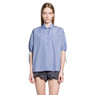 Prada Fil &agrave; Fil Short Sleeve Cotton Shirt