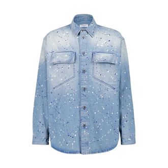 Off-white Milit&auml;risches Denim-Shirt mit blauem Farbeffekt - - Shirts - Herren - Blau - S
