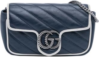 Gucci Hobo Bags - Super Mini GG Marmont Matelasse Leather Torchon Fl - Gr. unisize - in Blau - f&uuml;r Damen