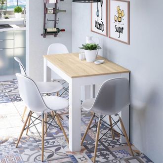 M&S Collection Table &agrave; manger 109x67x78 cm en d&eacute;cor naturel et blanc - NIMES