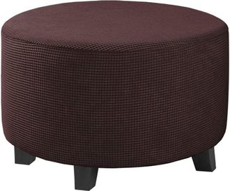 Generic Runder Ottomanen-Schonbezug, Aufbewahrung, Hocker, Staubgesch&uuml;tzt, Stretch mit elastischer Unterseite, strukturiertes Kariertes Jacquardgewebe, maschi