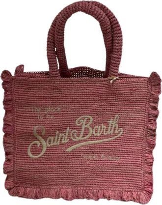 Saint Barth Femme, Sacs, Rose, Taille: ONE Size Rafia Tote Bag